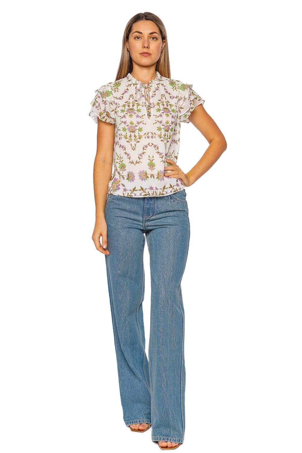 Maria Secret Garden Ruffled Top