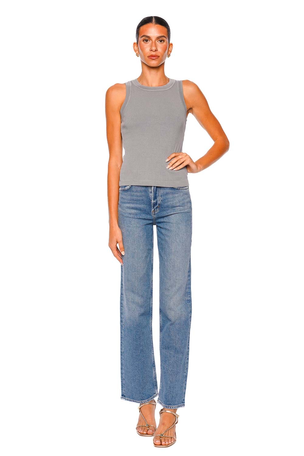 Isabel Balboa Grey Ribbed Tank