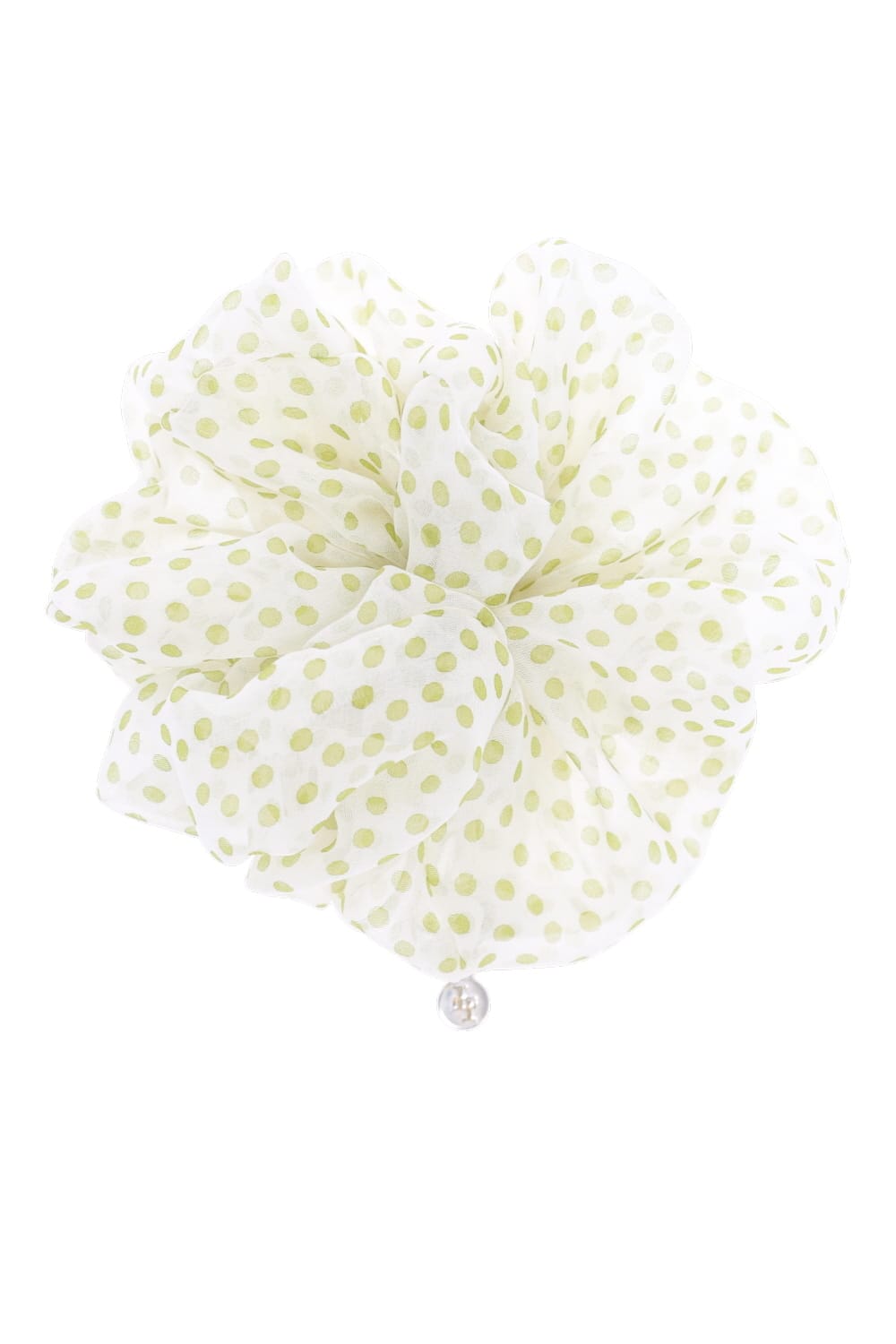 Juliette Avocado Dot Silk Tulle Scrunchie